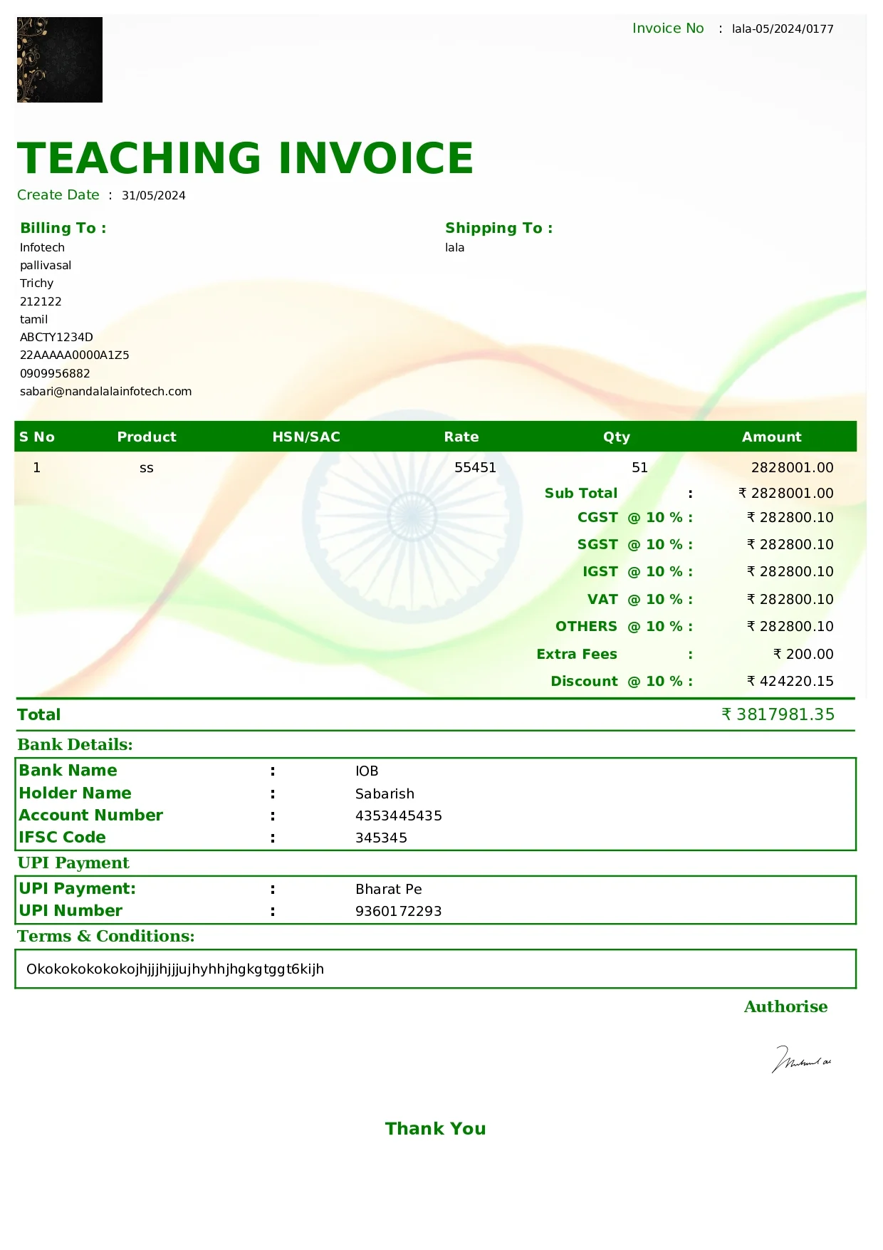 Invoice Free | Teaching Invoice Generator,Creator,Maker